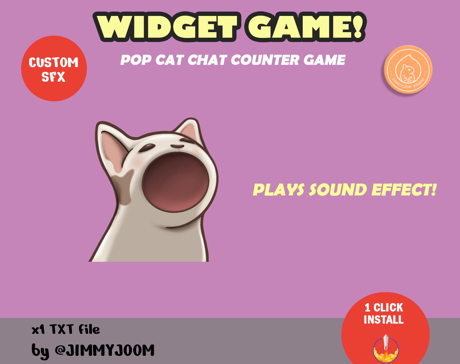 Pop Cat Custom Widget Counter / Chat Widget Game / Cat Meme Game / Cute ...