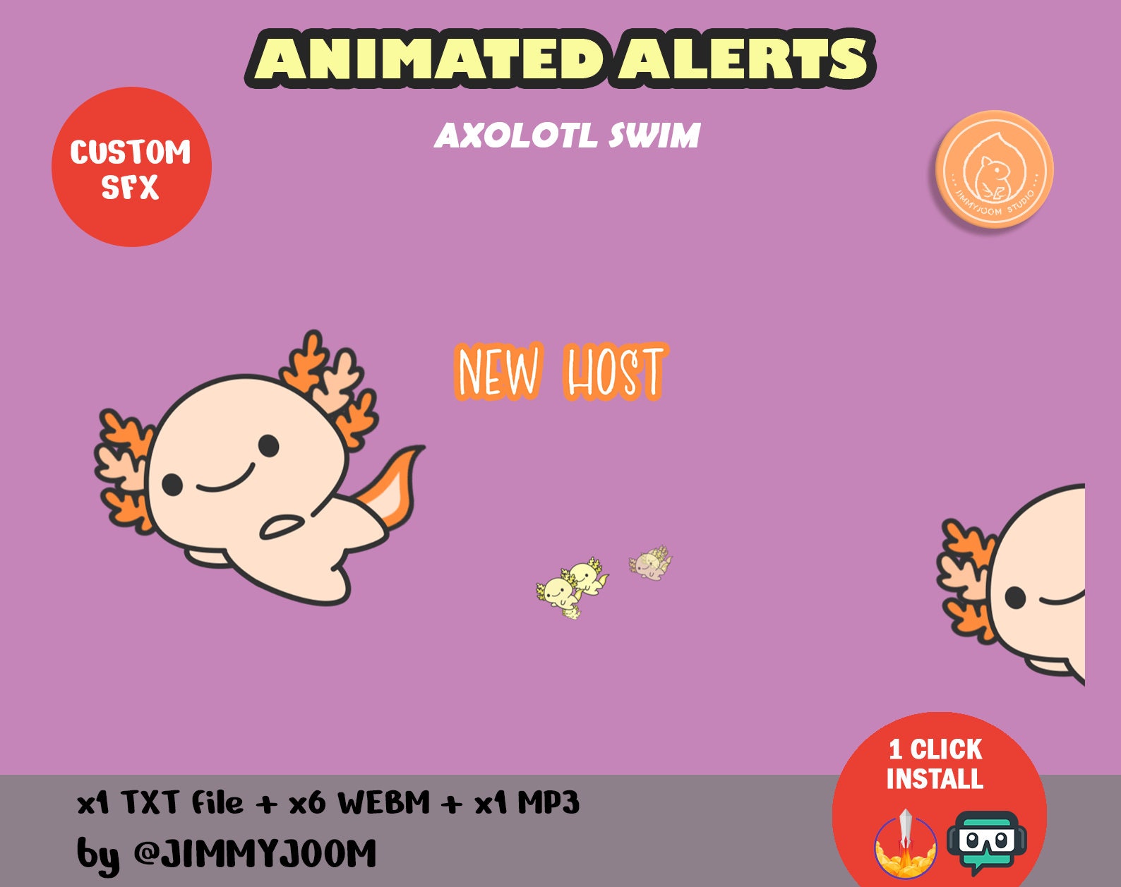 ANIMATED Axolotl Alerts / Twitch Alerts / Stream Alerts / Sub Follower ...