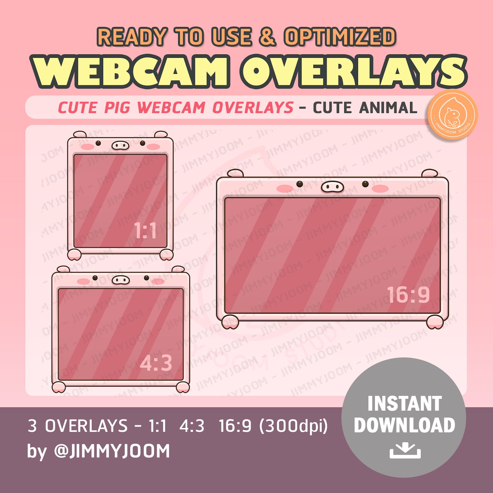 Cute Pink Pig Webcam Overlay / Twitch Overlays / Camera Frame / Kawaii ...