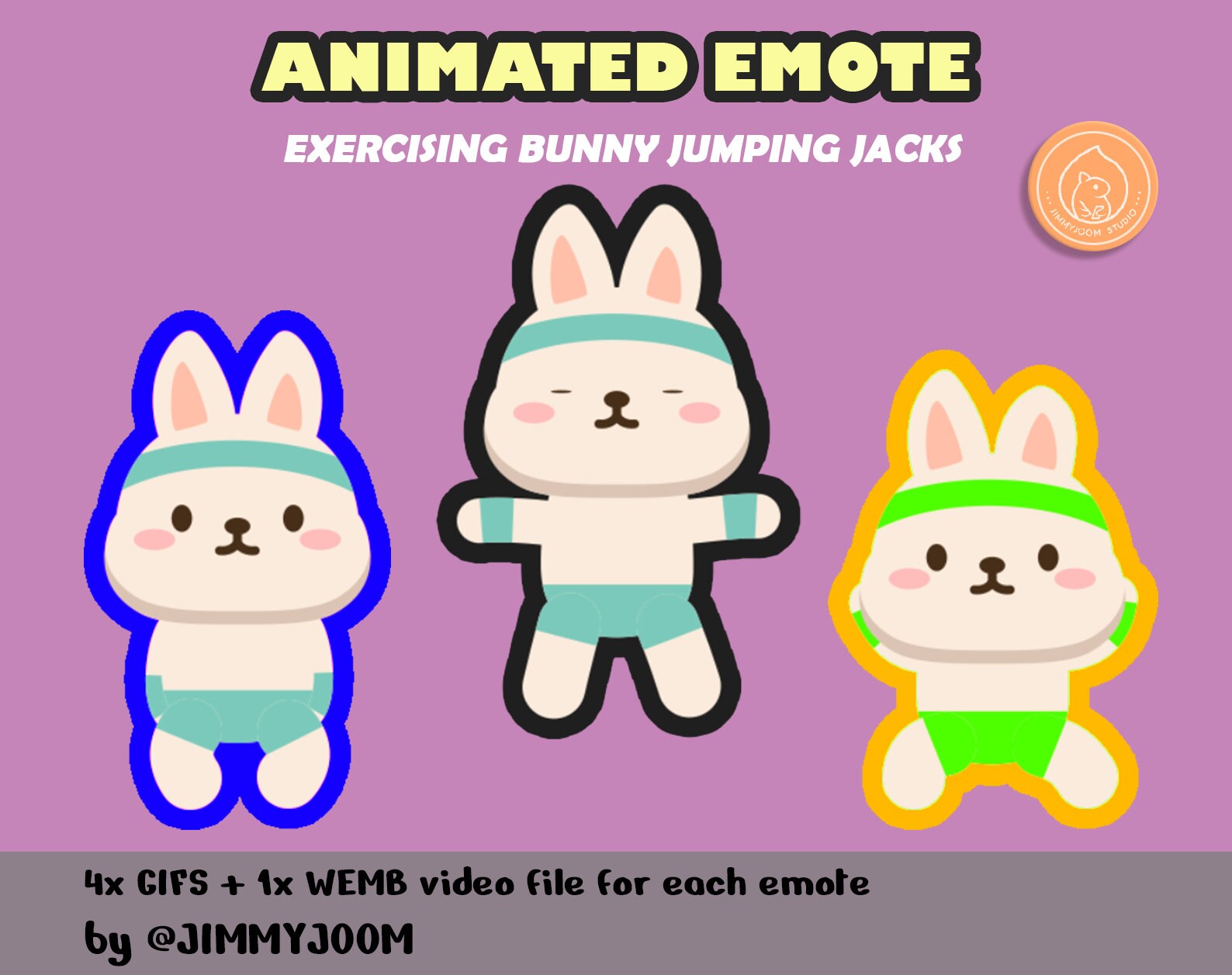 3x ANIMATED Dancing Bunny Twitch Emote Discord Emote Pack / Exercising ...