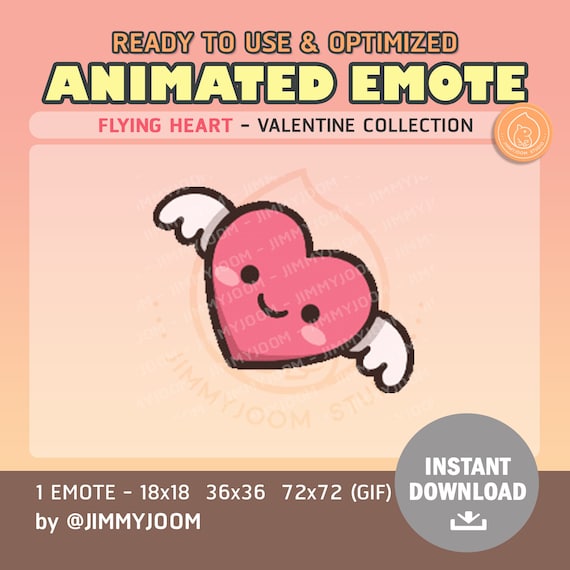ANIMATED Flying Heart Twitch Emote Discord Emote / | Etsy