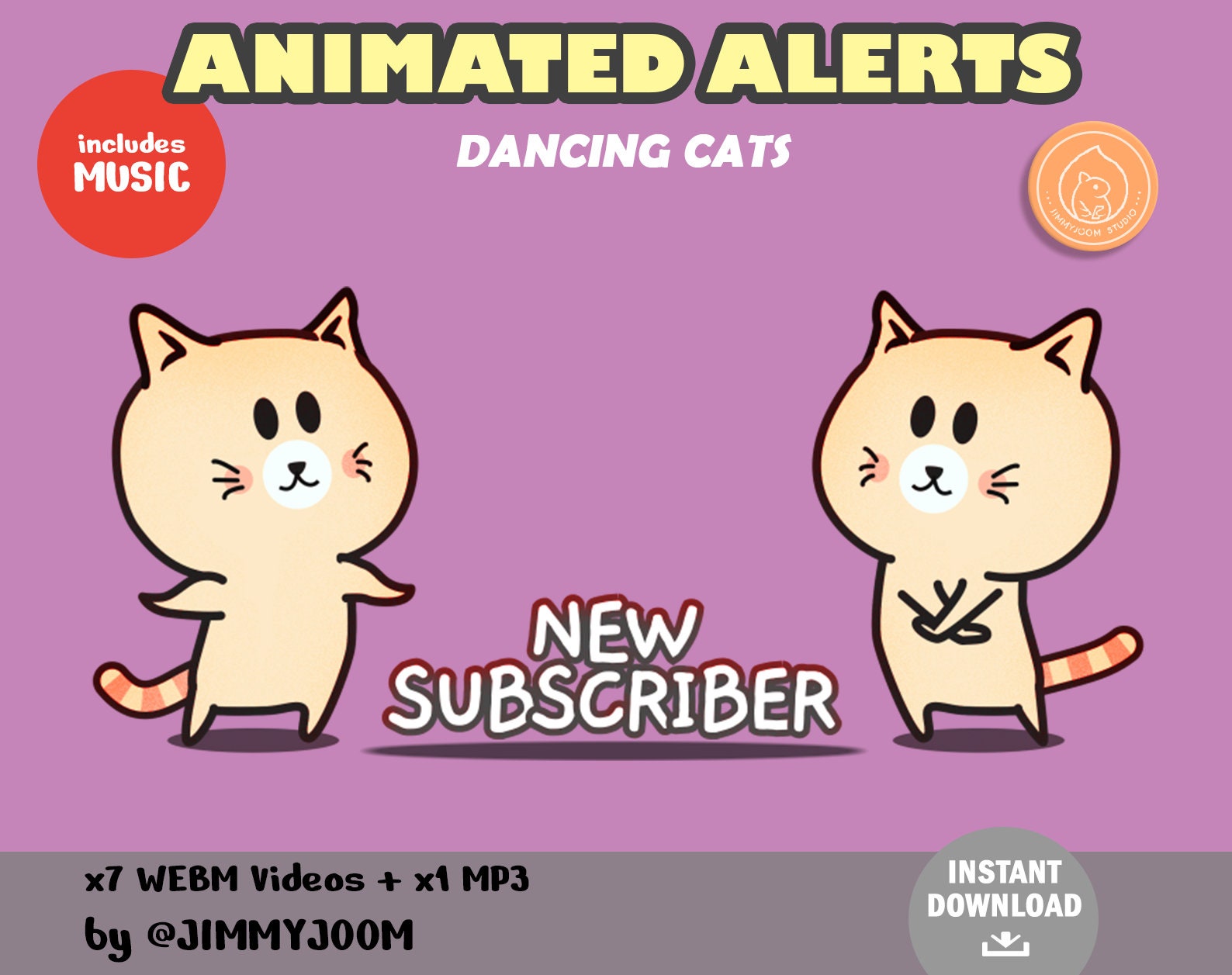 ANIMATED Dancing Cats Twitch Stream Alerts W Music / Cute Kawaii Cat ...