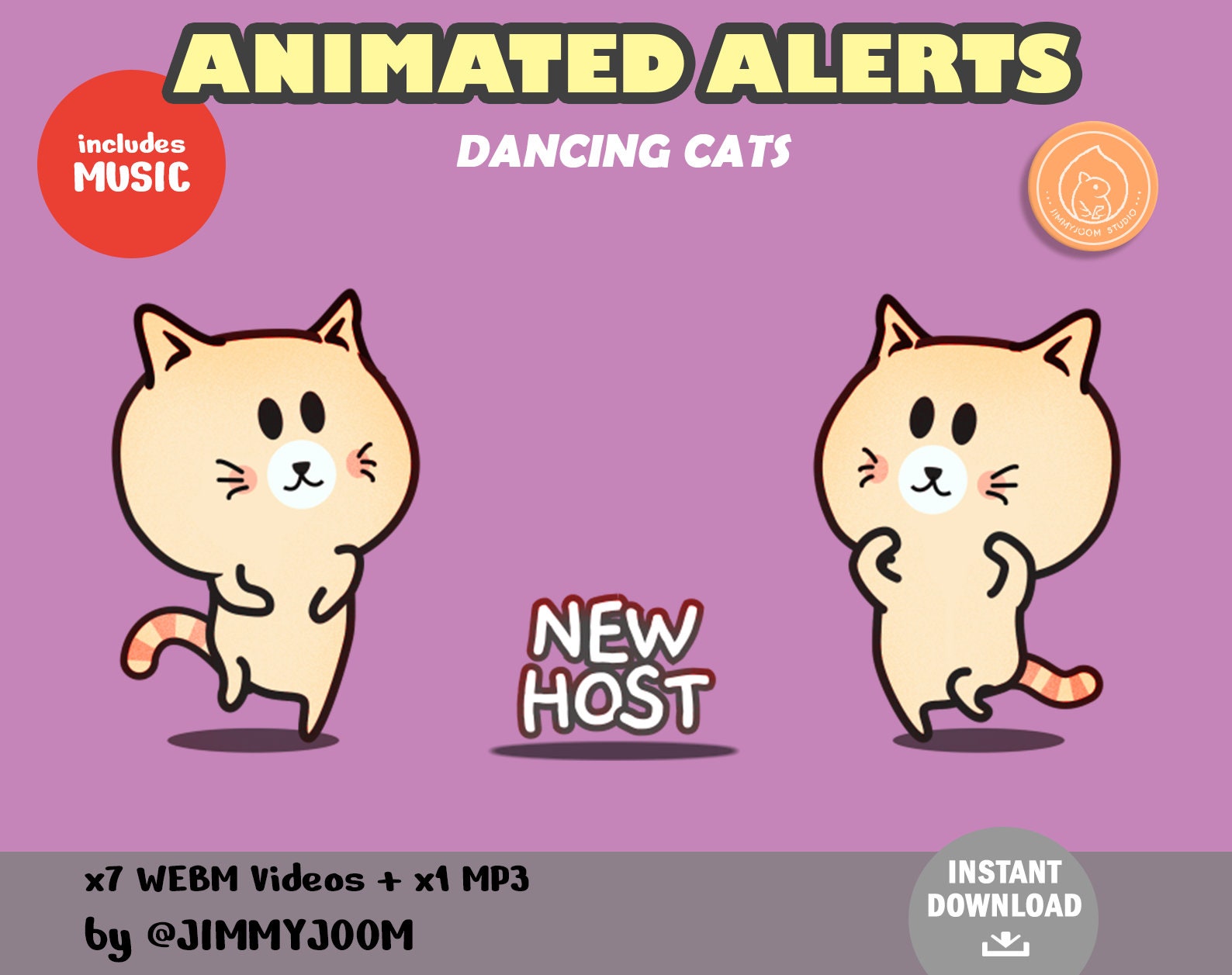 ANIMATED Dancing Cats Twitch Stream Alerts W Music / Cute Kawaii Cat ...