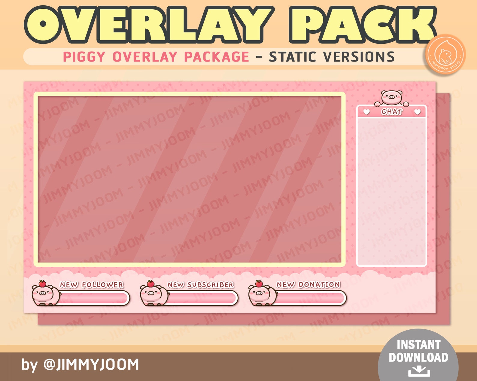 Cute Kawaii Pig Overlay Pack / Pink Piggy Webcam Overlay / - Etsy