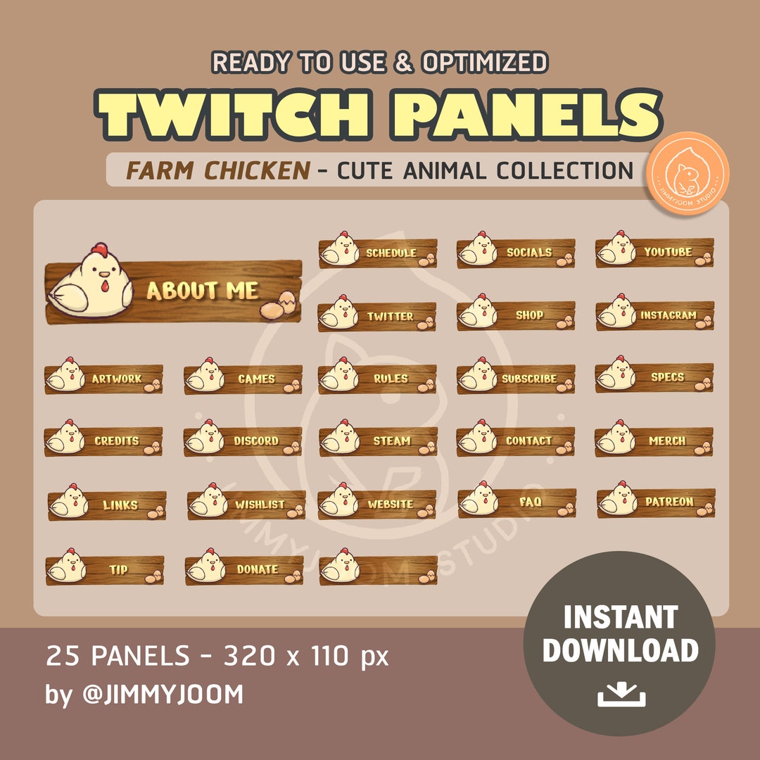 X25 Cute Chicken Farm Animal Twitch Panels | Streamer | Streaming ...