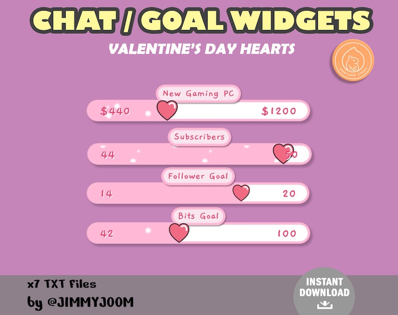 Custom Cute Heart Chat and Goals Widgets for Twitch / Animated - Etsy