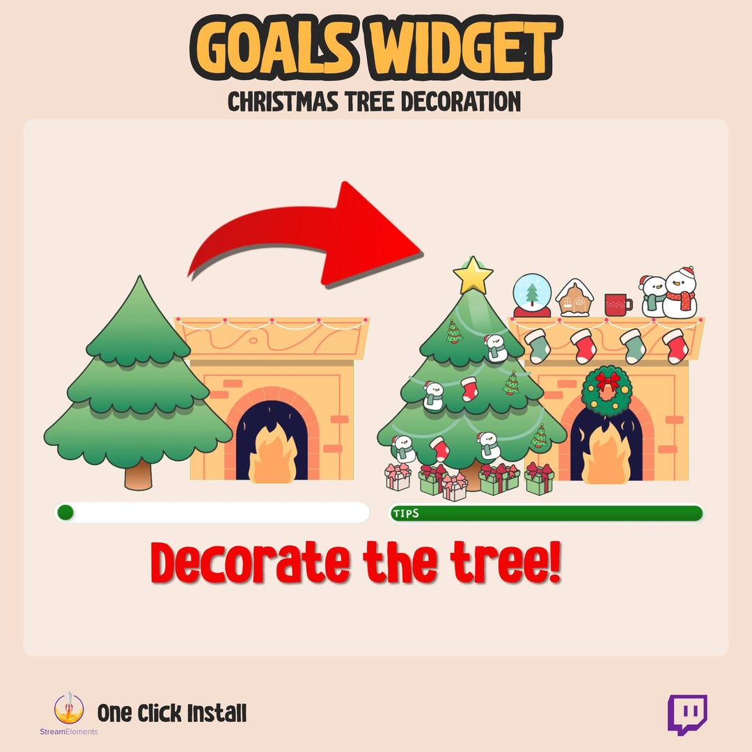 Christmas Tree Stream Goal Widget: Santa Donation Overlay - Etsy