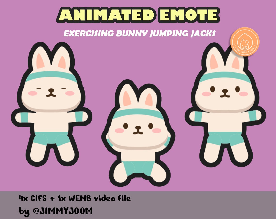 3x ANIMATED Dancing Bunny Twitch Emote Discord Emote Pack / Exercising ...