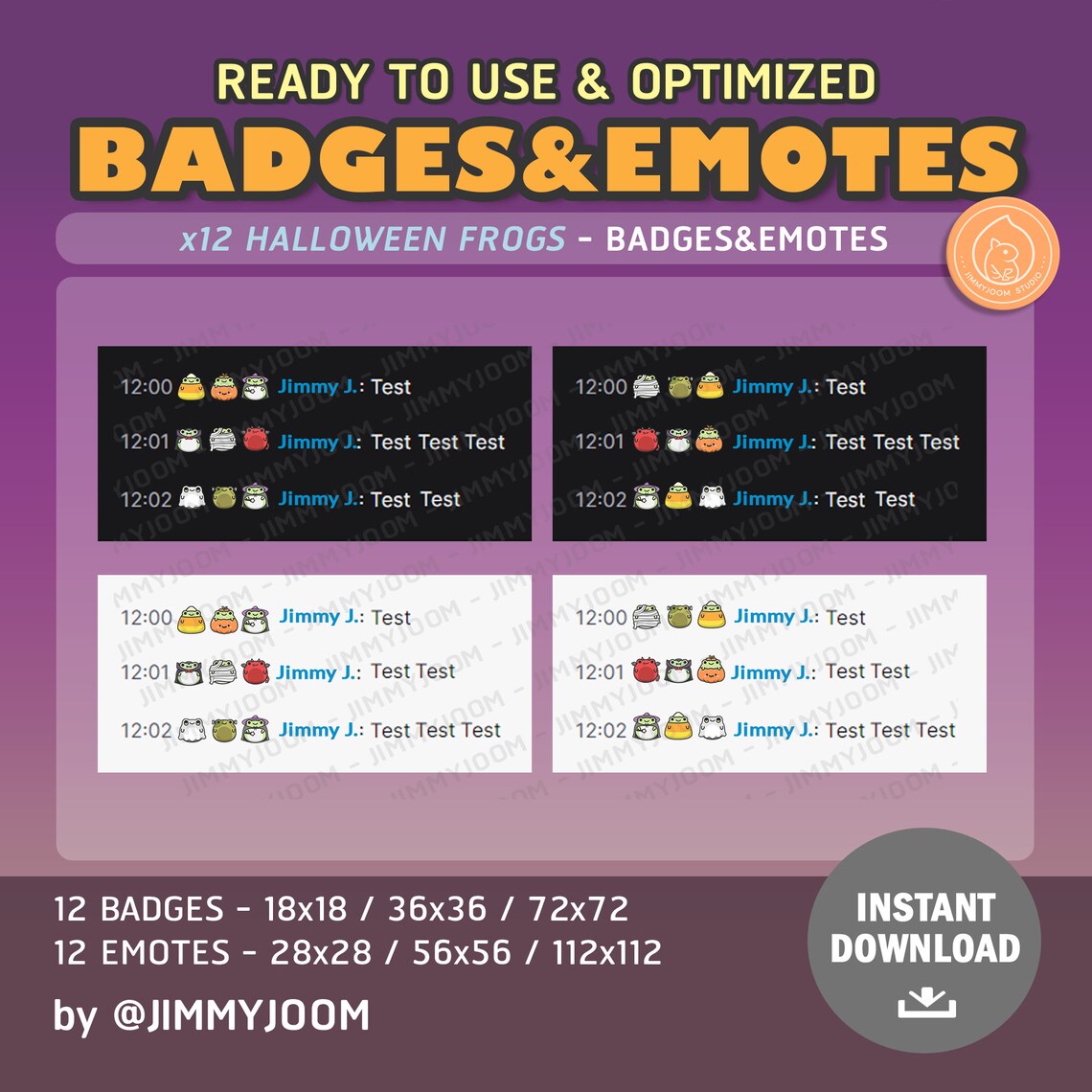 12x Halloween Sub Badges Emote Pack / Cute Kawaii Frog Badges Emotes ...