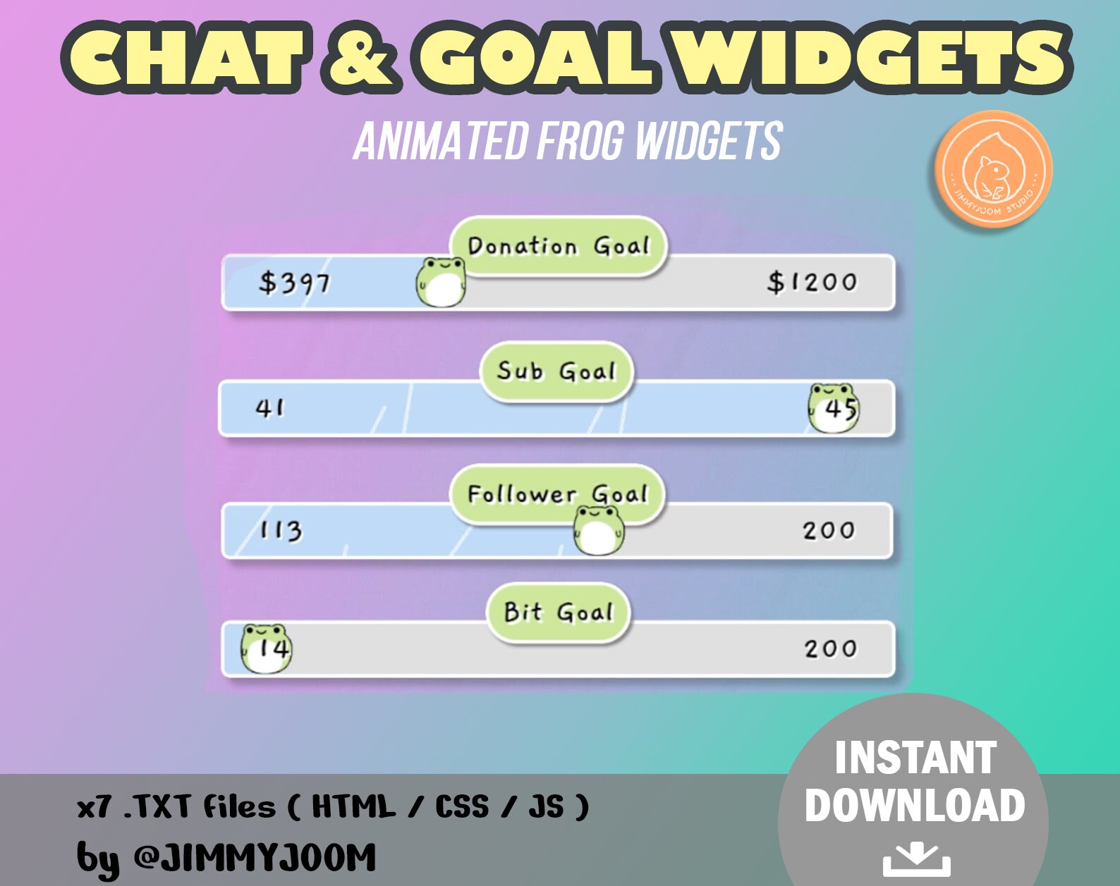 STREAMLABS Cute Frog Chat and Goals Widgets for Twitch / - Etsy