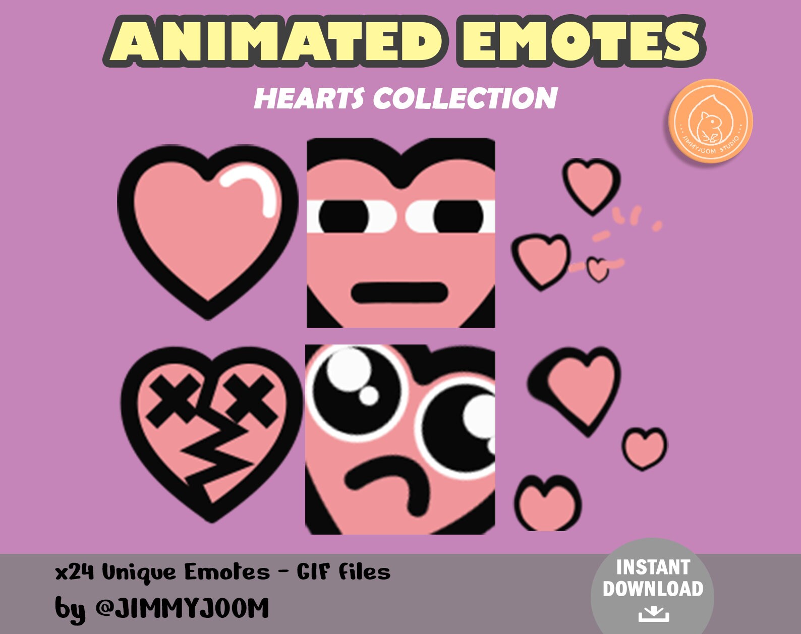ANIMATED Heart Emotes for Twitch Discord / Valentine's Day / Animated ...