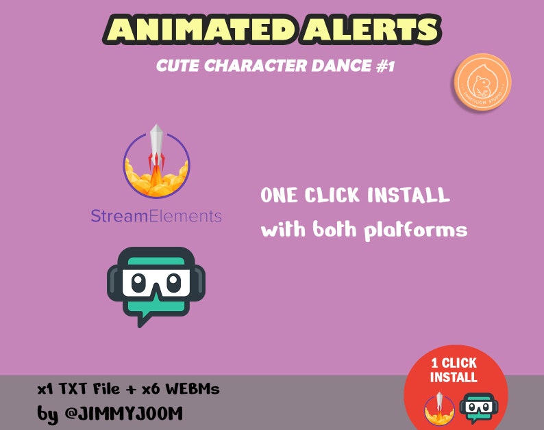 ANIMATED Cute Dance Twitch Alerts / Kawaii Axolotl Pig Cat Fox Bear ...