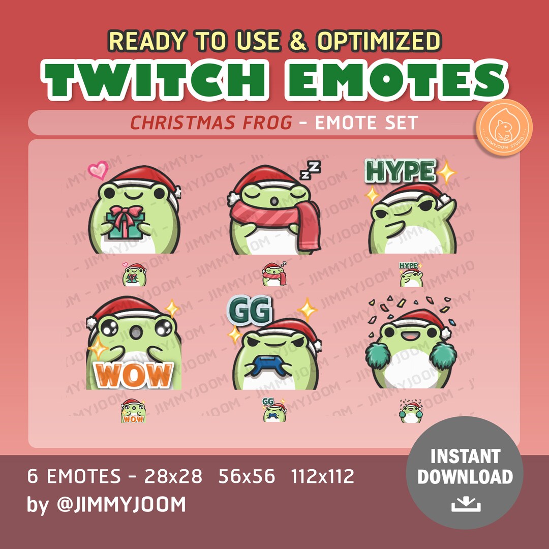 6x Christmas Frog Emotes / Cute Christmas Emote Pack for Twitch Discord ...