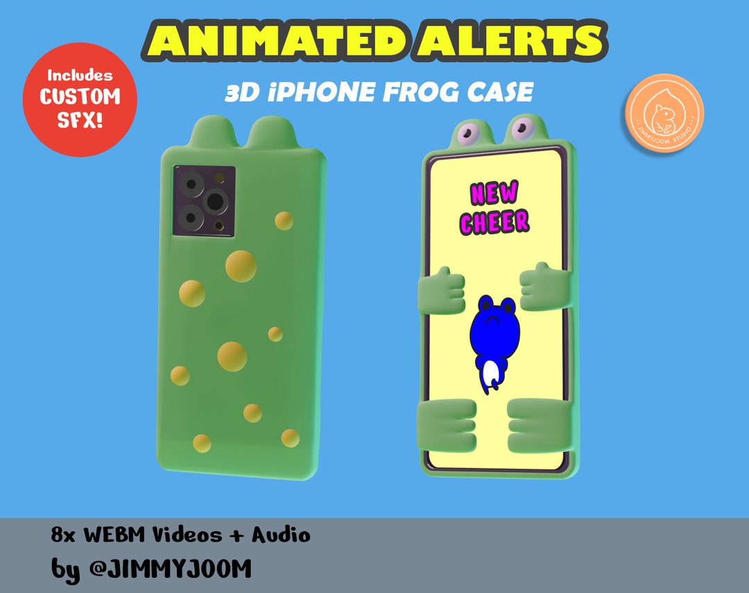 3D Animated Twitch Alerts - Cute Frog Kawaii Smartphone Frog Case ...