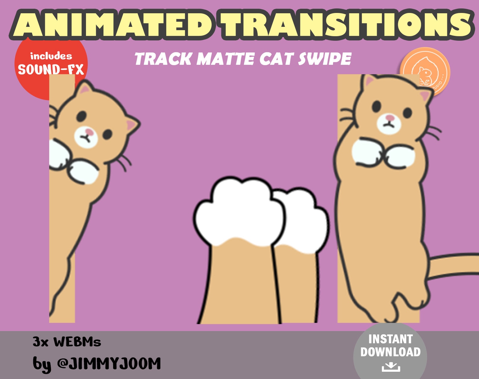 Cute Cat Paw Animated Stinger Transition W SOUND / Orange White Brown ...