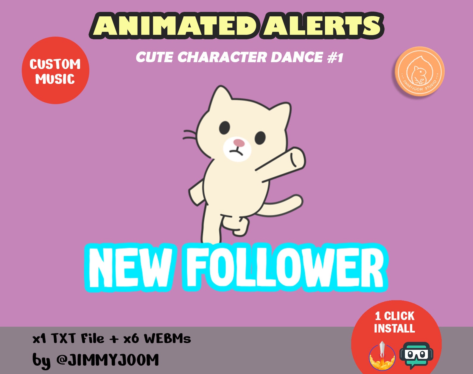ANIMATED Cute Dance Twitch Alerts / Kawaii Axolotl Pig Cat Fox Bear ...