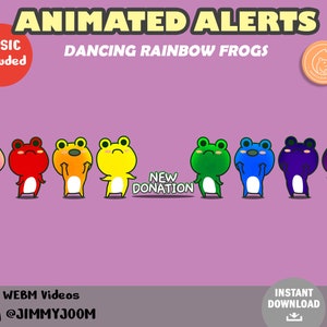 ANIMATED Rainbow Dancing Frog Twitch Stream Alerts W Music / Cute ...
