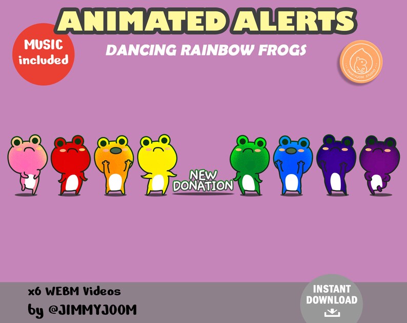 ANIMATED Rainbow Dancing Frog Twitch Stream Alerts W Music / Cute ...
