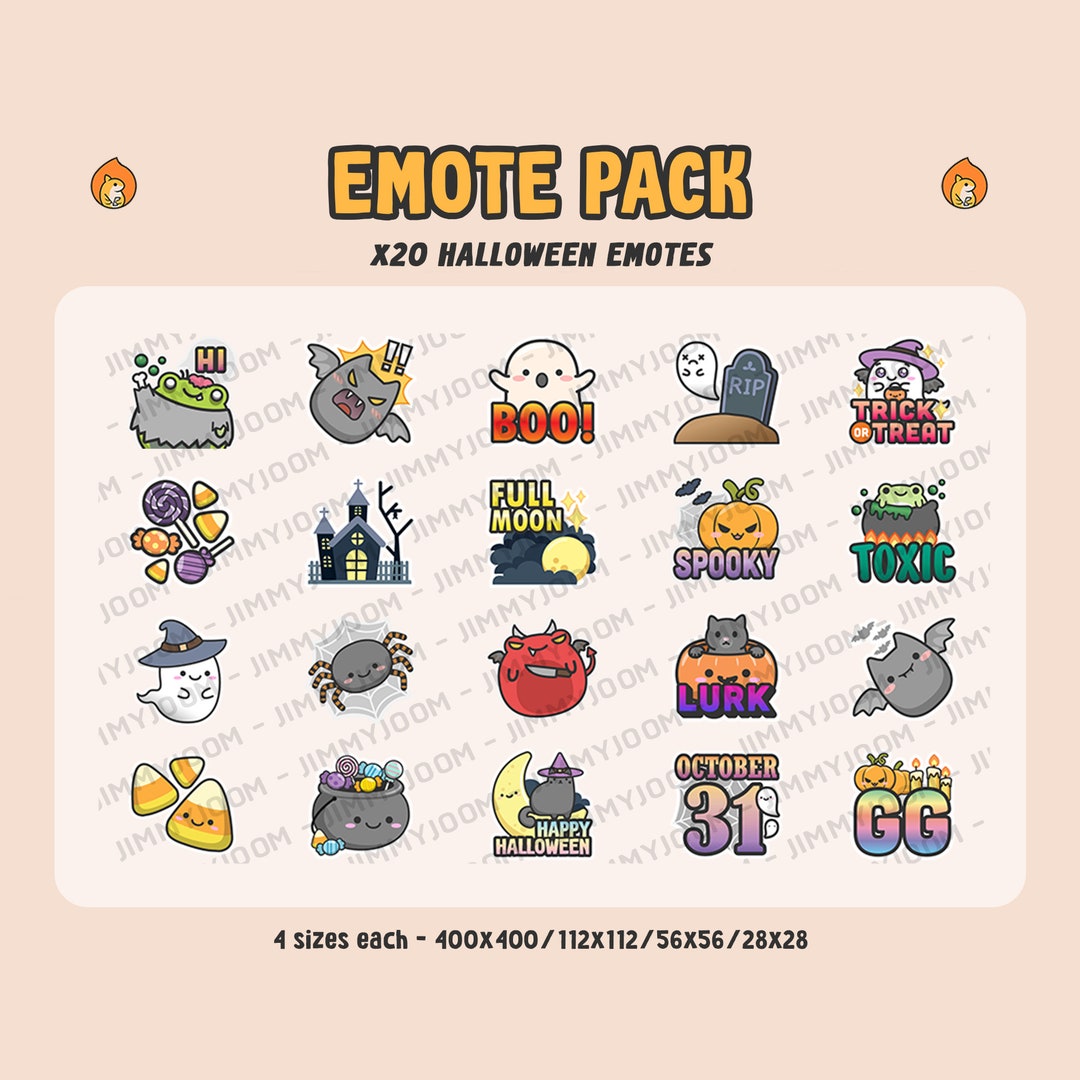 Halloween Emote Pack 20x / Twitch Emotes / Bat Ghost Kawaii Cute ...