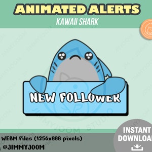 ANIMATED Twitch Stream Alerts / Cute Kawaii Shark / Pastel Alert / New ...