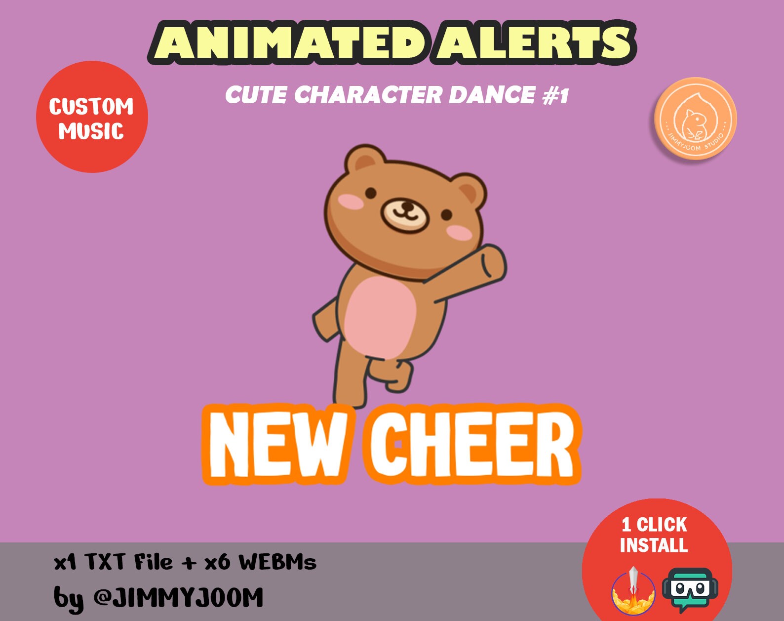 ANIMATED Cute Dance Twitch Alerts / Kawaii Axolotl Pig Cat Fox Bear ...