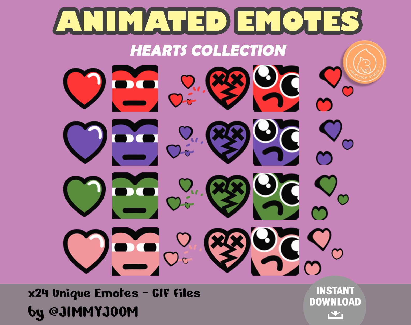 ANIMATED Heart Emotes for Twitch Discord / Valentine's Day / Animated ...