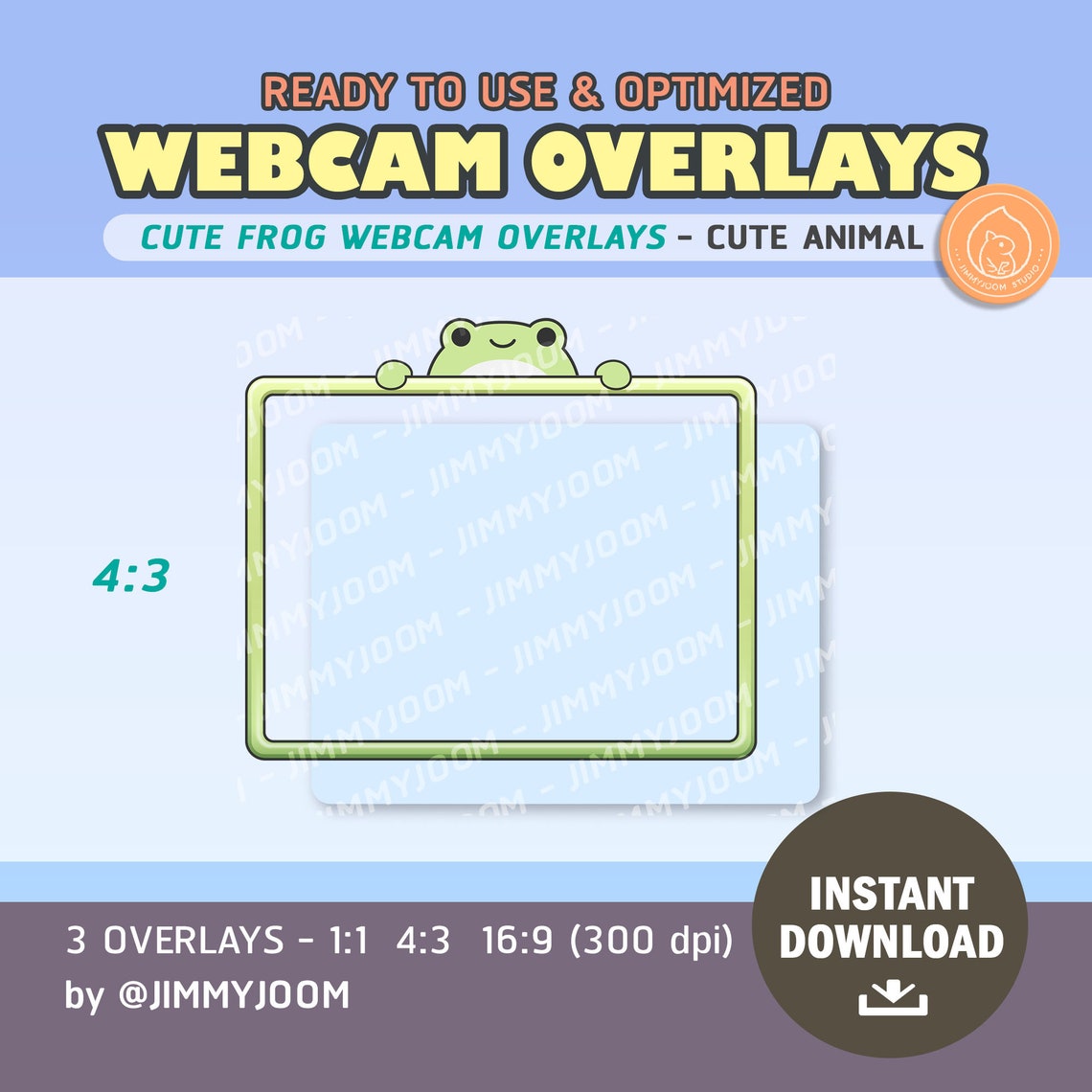 Cute Frog Webcam Overlay / Twitch Overlays / Camera Frame / Green ...