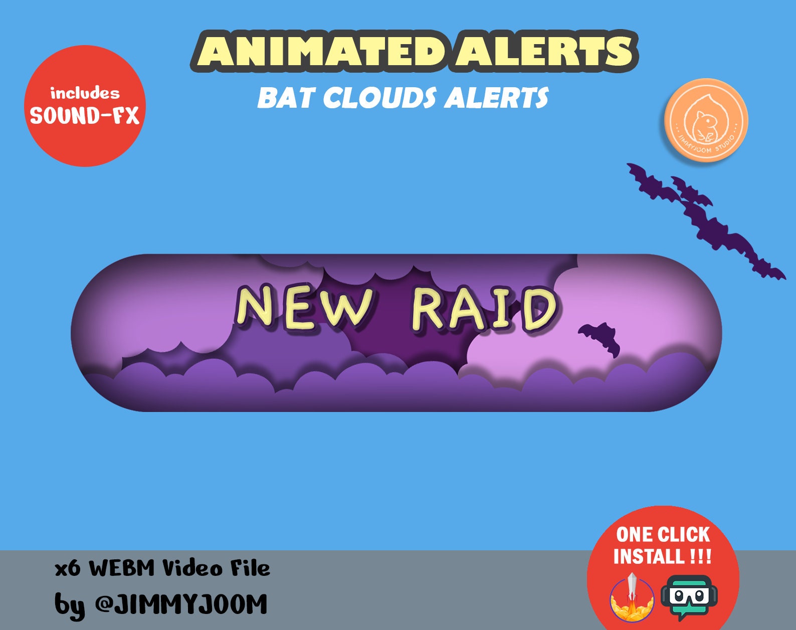 ANIMATED Bat Cloud Alerts / Purple Bat Alerts With Sound Effects / One ...