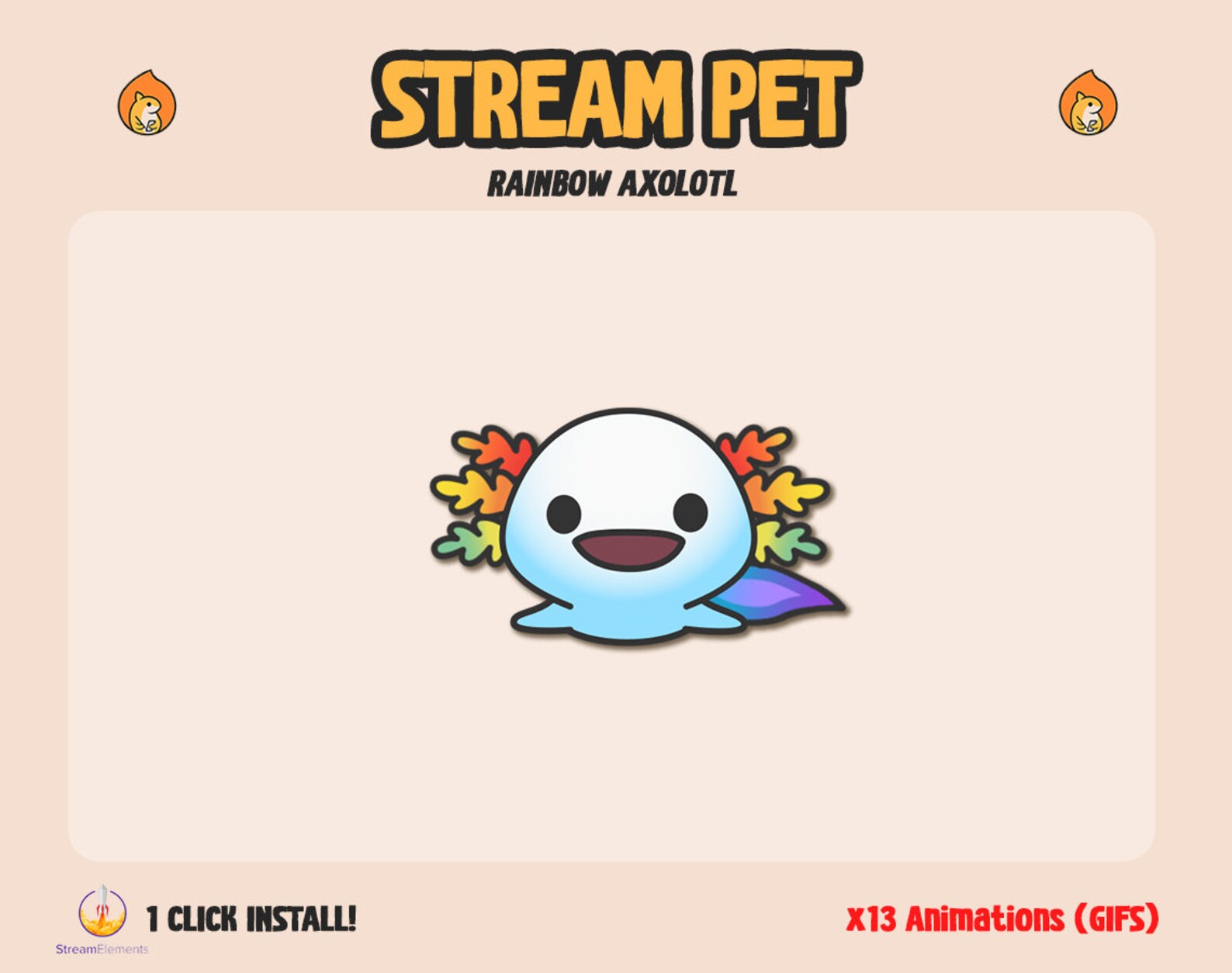 Animated Axolotl Stream Pet Custom Widget / STREAMELEMENTS Interactive ...
