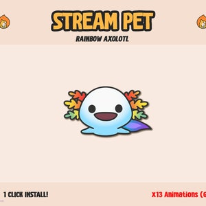 Animated Axolotl Stream Pet Custom Widget / STREAMELEMENTS Interactive Stream Twitch Streamers ...
