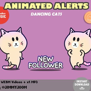 ANIMATED Dancing Cats Twitch Stream Alerts W Music / Cute Kawaii Cat ...
