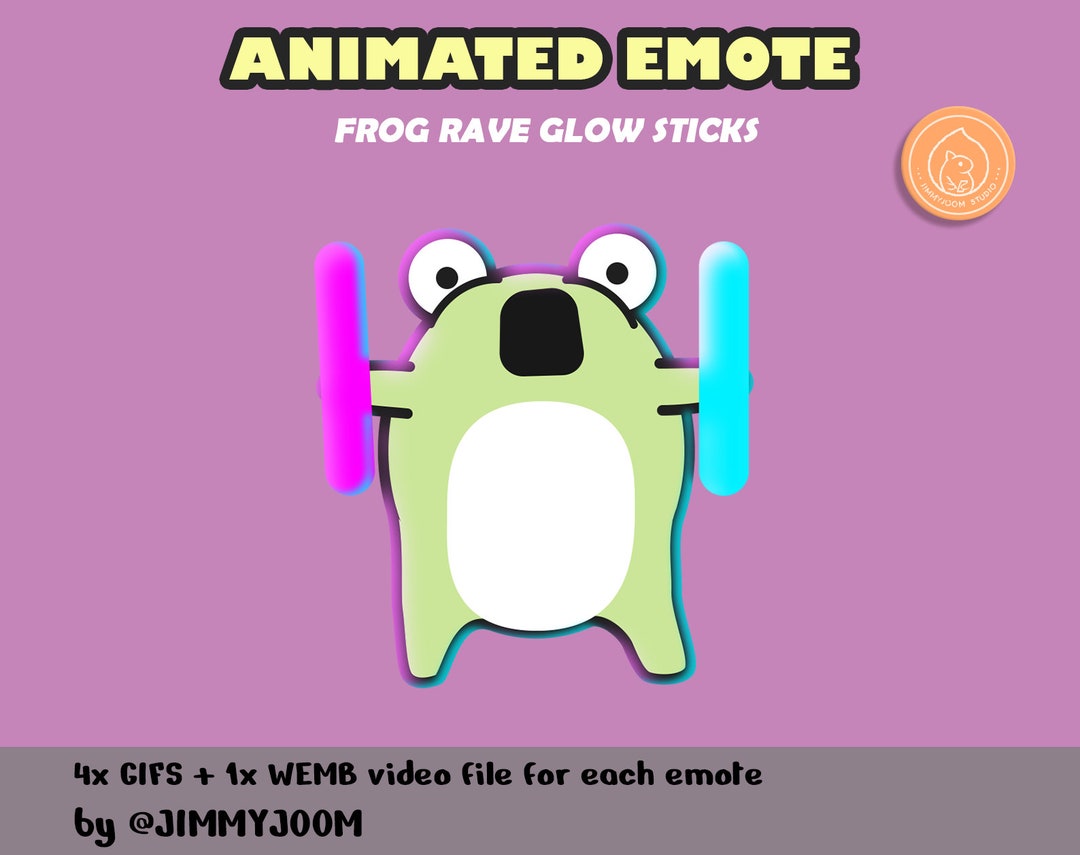 ANIMATED Frog Rave Glow Sticks Twitch Emote Discord Emote Pack / Dance ...