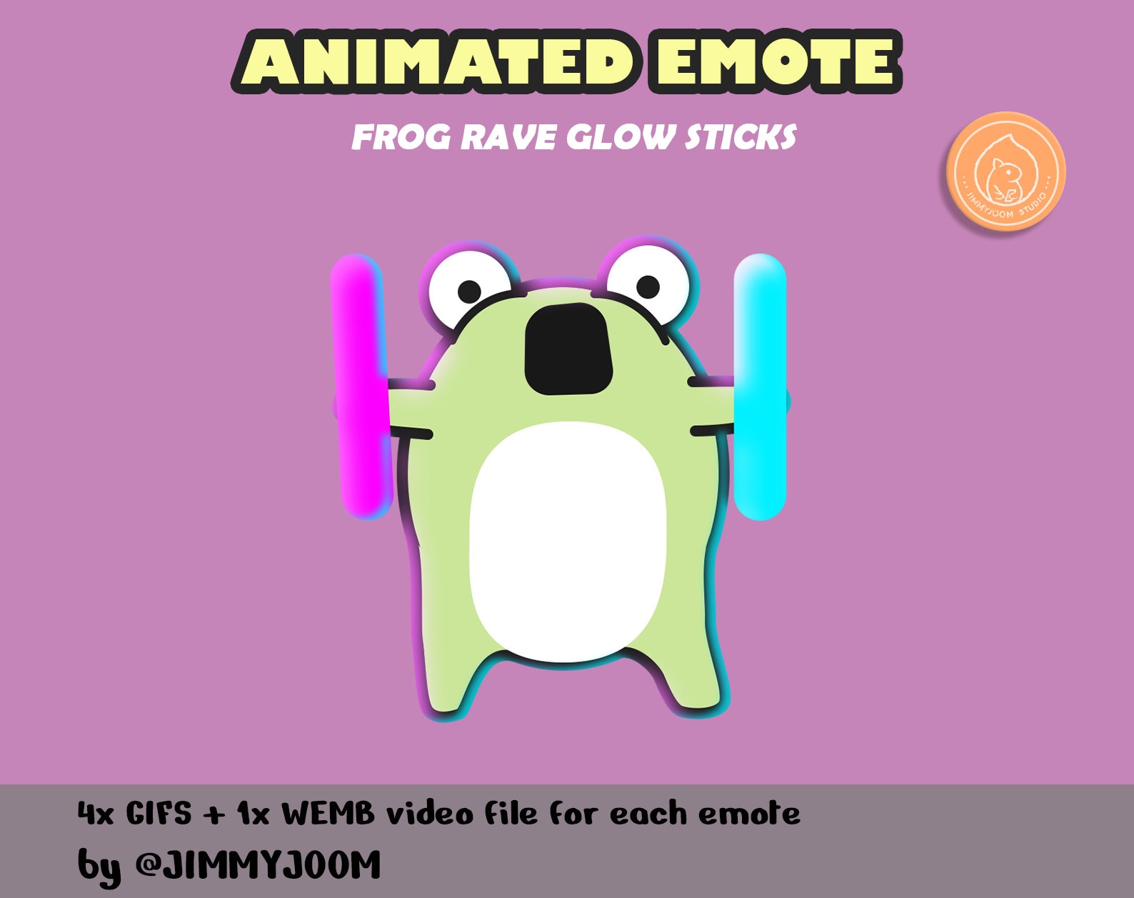 ANIMATED Frog Rave Glow Sticks Twitch Emote Discord Emote Pack / Dance ...