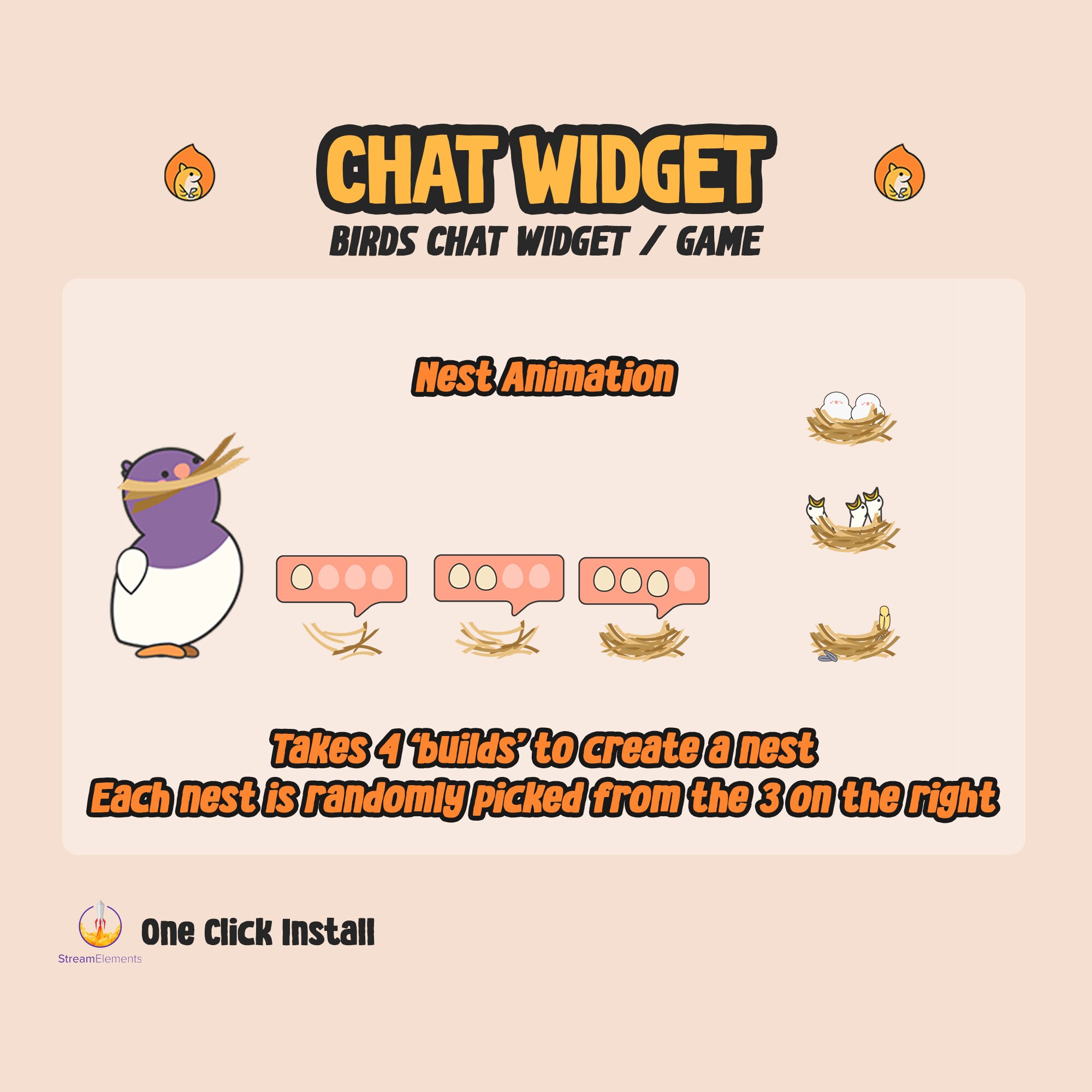 Cute Birds Custom Chat Widget Game / Animated Twitch Widget / Twitch Chat Widget / Cute Kawaii ...