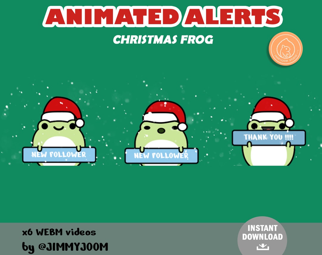 ANIMATED Christmas Hat Frog Twitch Stream Alerts / Cute Kawaii / Pastel ...