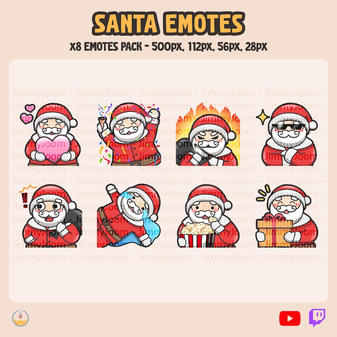 Christmas Santa Twitch Emotes: Kawaii Discord Meme Pack - Etsy