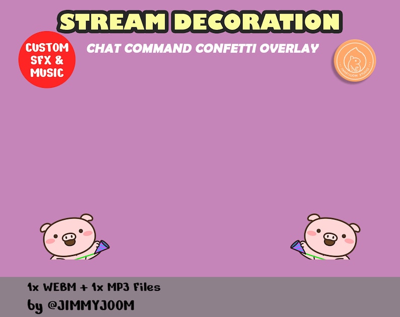 Animated Stream Decoration Confetti / Cute Animated Pig Confetti Twitch ...