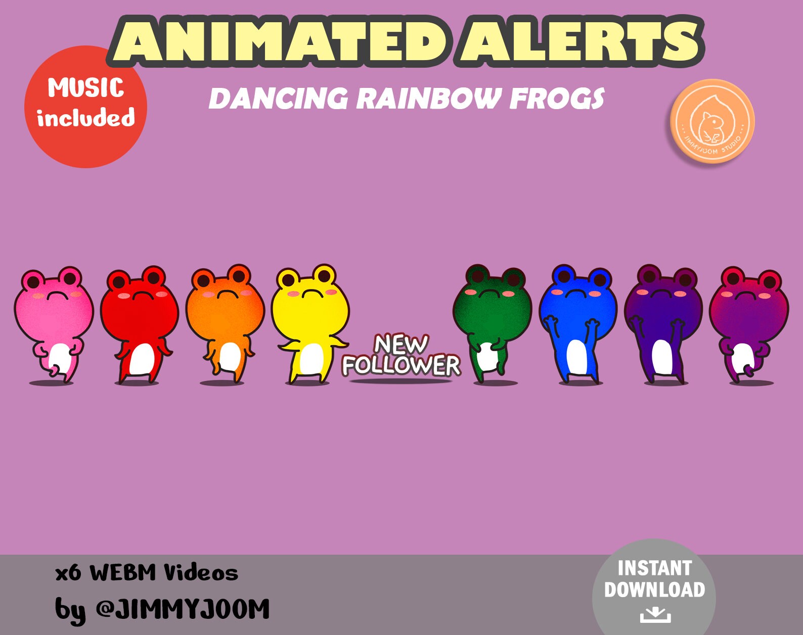 ANIMATED Rainbow Dancing Frog Twitch Stream Alerts W Music / Cute ...