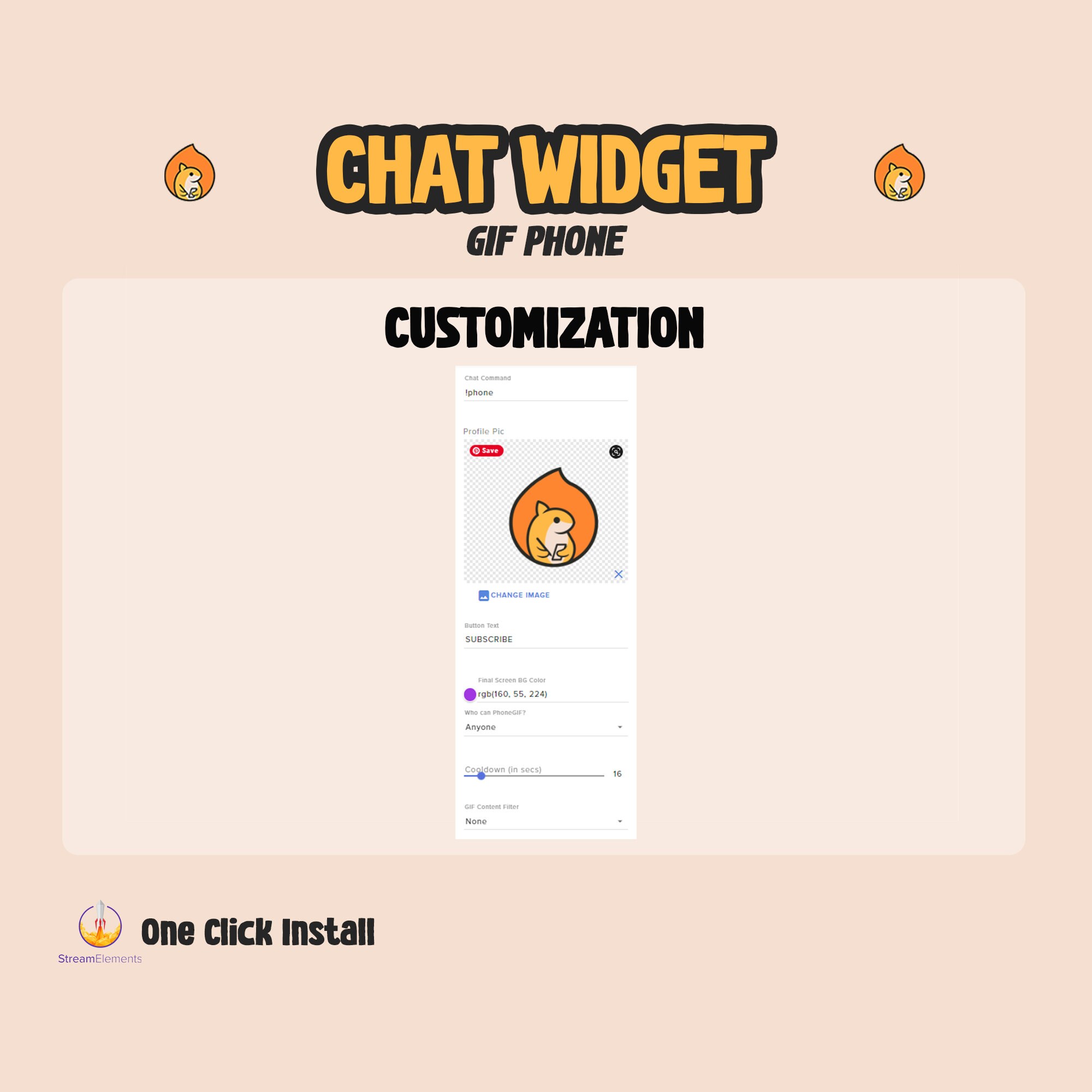Custom Chat Widget GIF Game / Twitch Chat Widget / Animated Fox Frog Cat Pig Bear Axolotl / Cute ...