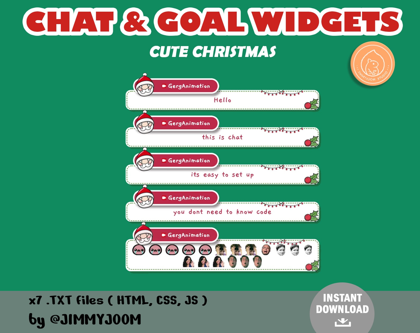 Cute Christmas Chat and Goals Widgets for Twitch / Animated Stream Goal ...