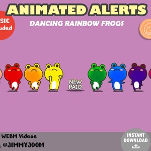 ANIMATED Rainbow Dancing Frog Twitch Stream Alerts W Music / Cute ...