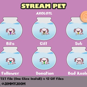 Animated Axolotl Stream Pet Custom Widget / STREAMELEMENTS Interactive ...