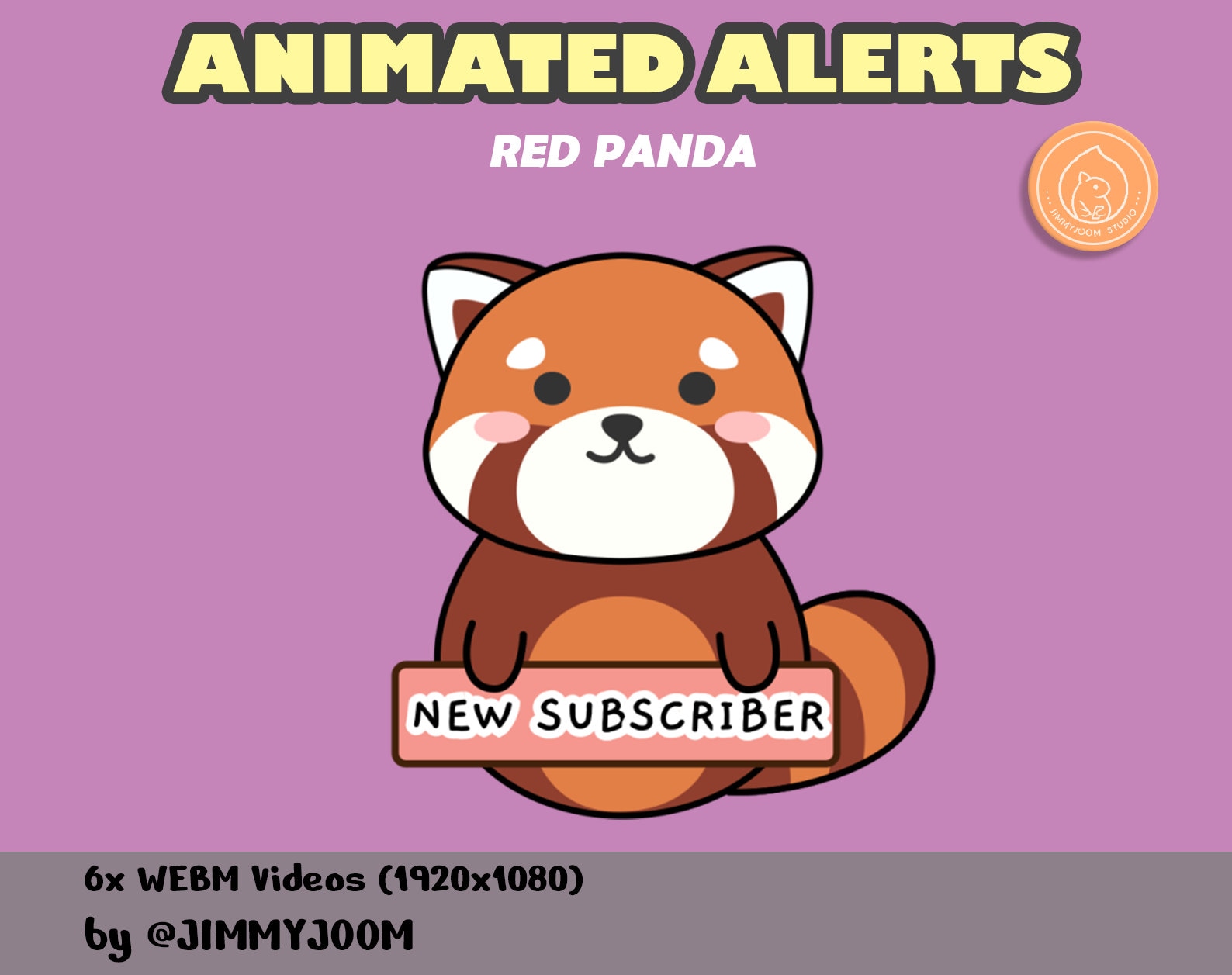 ANIMATED Red Panda Twitch Stream Alerts / Cute Kawaii Panda/ Pastel ...