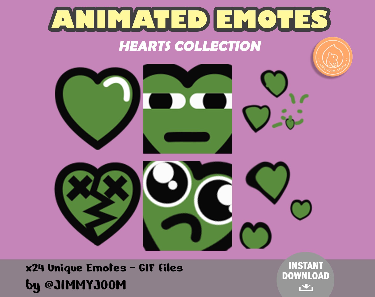 ANIMATED Heart Emotes for Twitch Discord / Valentine's Day / Animated ...