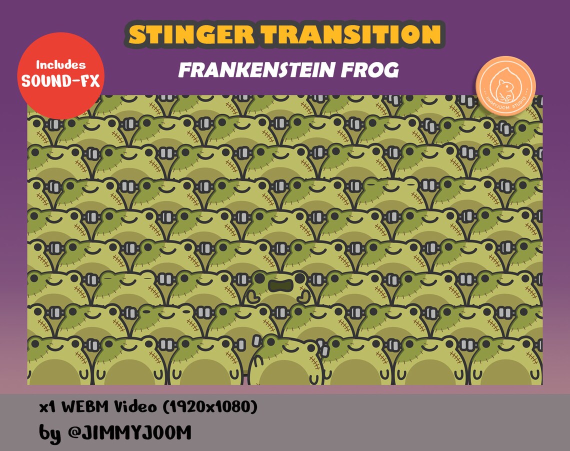 Halloween Frog Stinger Transition / Cute Kawaii Frankenstein Frog ...