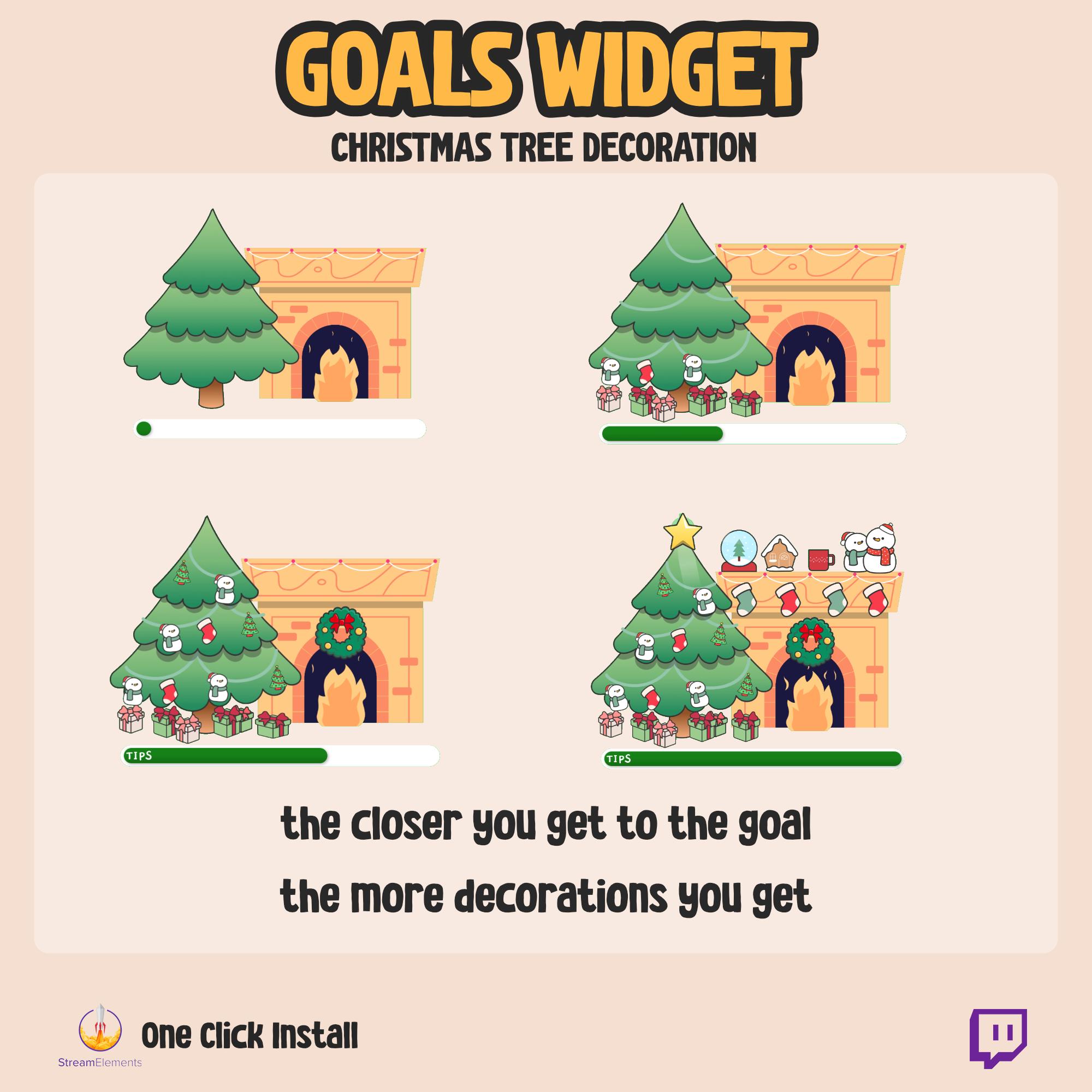 Christmas Tree Stream Goal Widget: Santa Donation Overlay - Etsy