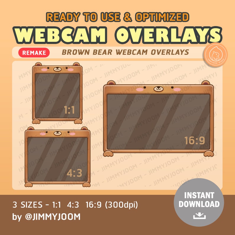 Brown Bear Webcam Overlay Pack / Cam Overlay Set / Cute Kawaii Bear ...