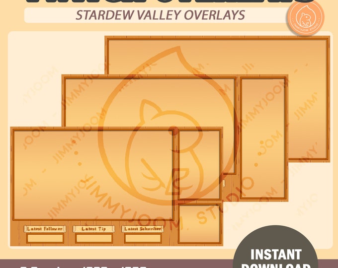 Stardew Valley Style Twitch Overlay Brown Wood Stream Overlay Package ...