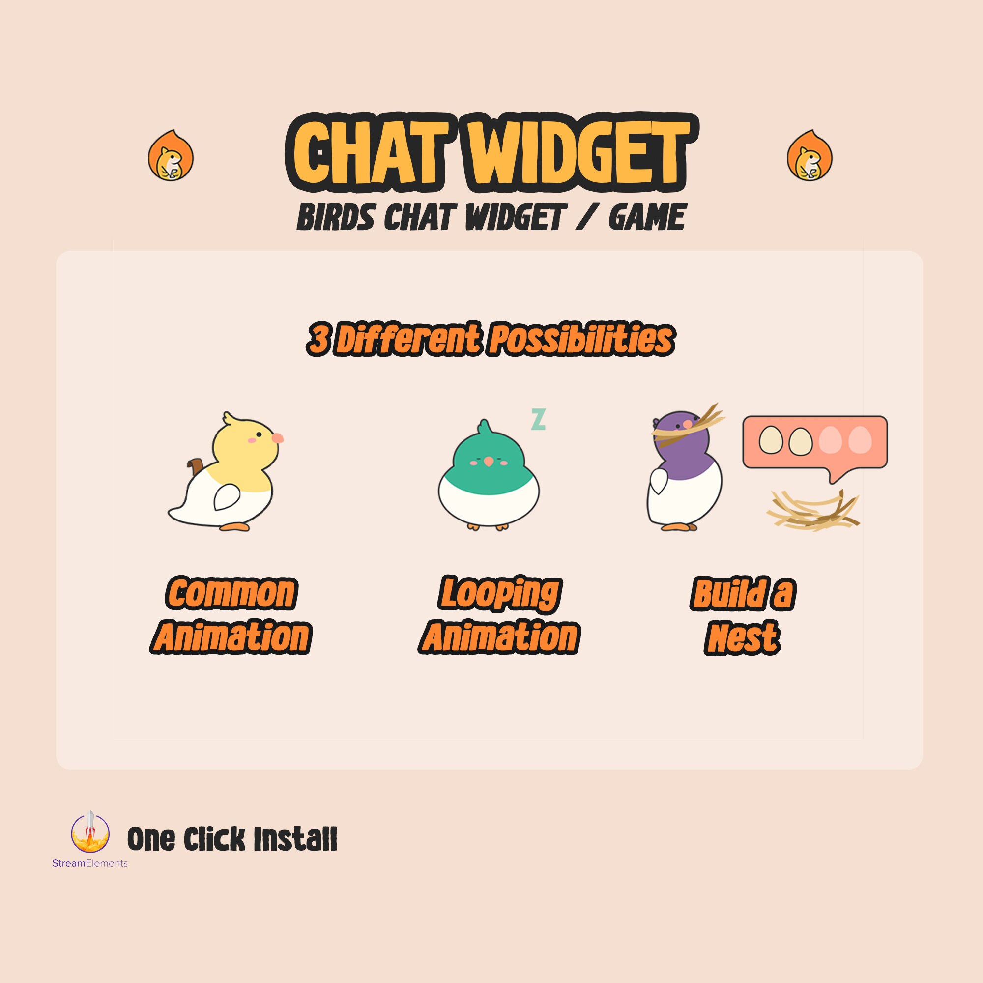 Cute Birds Custom Chat Widget Game / Animated Twitch Widget / Twitch Chat Widget / Cute Kawaii ...