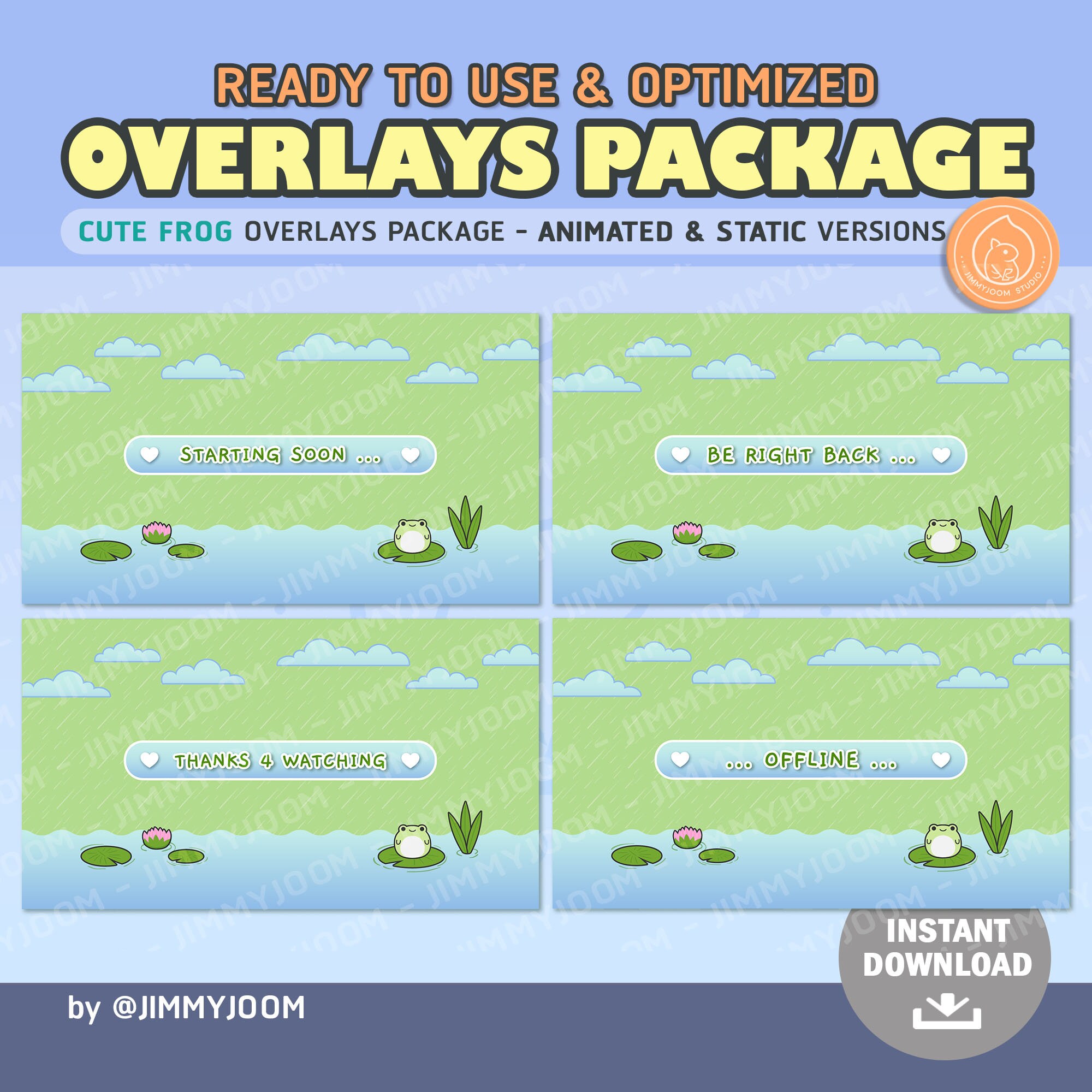Animated Overlay Pack / Kawaii Frog Overlays and Waiting | Etsy